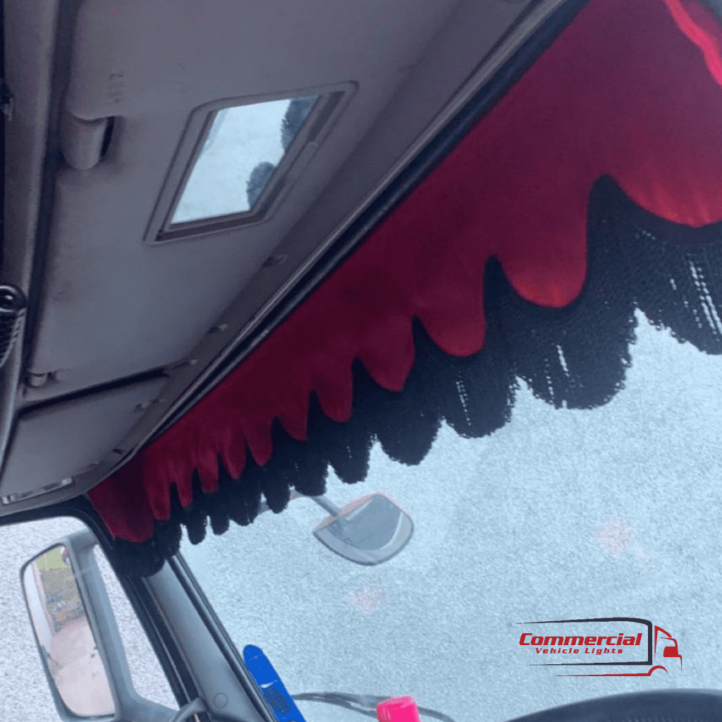 Universal Truck Front Window Pelmet Navy With White Tassels ...